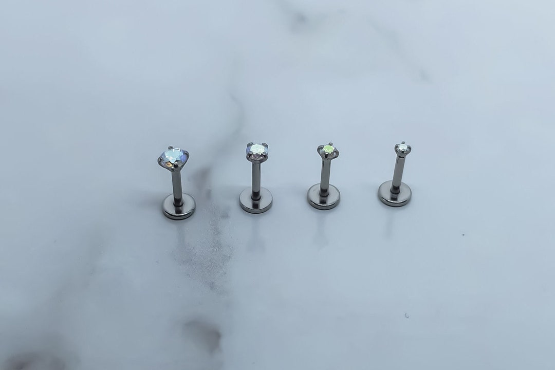 Silver AB CZ Push Pin Piercing: Stainless Steel Monroe, Tragus, Helix ...