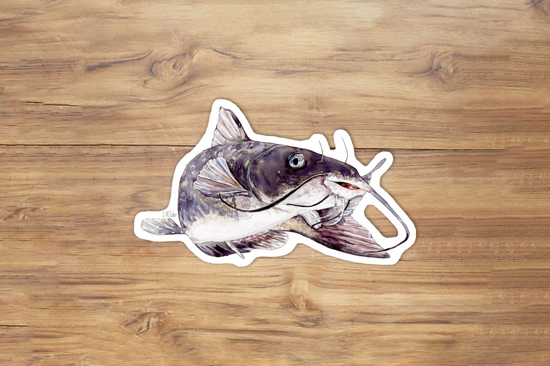 Watercolor Channel Catfish Sticker: Glossy Vinyl Fishing Art - Etsy