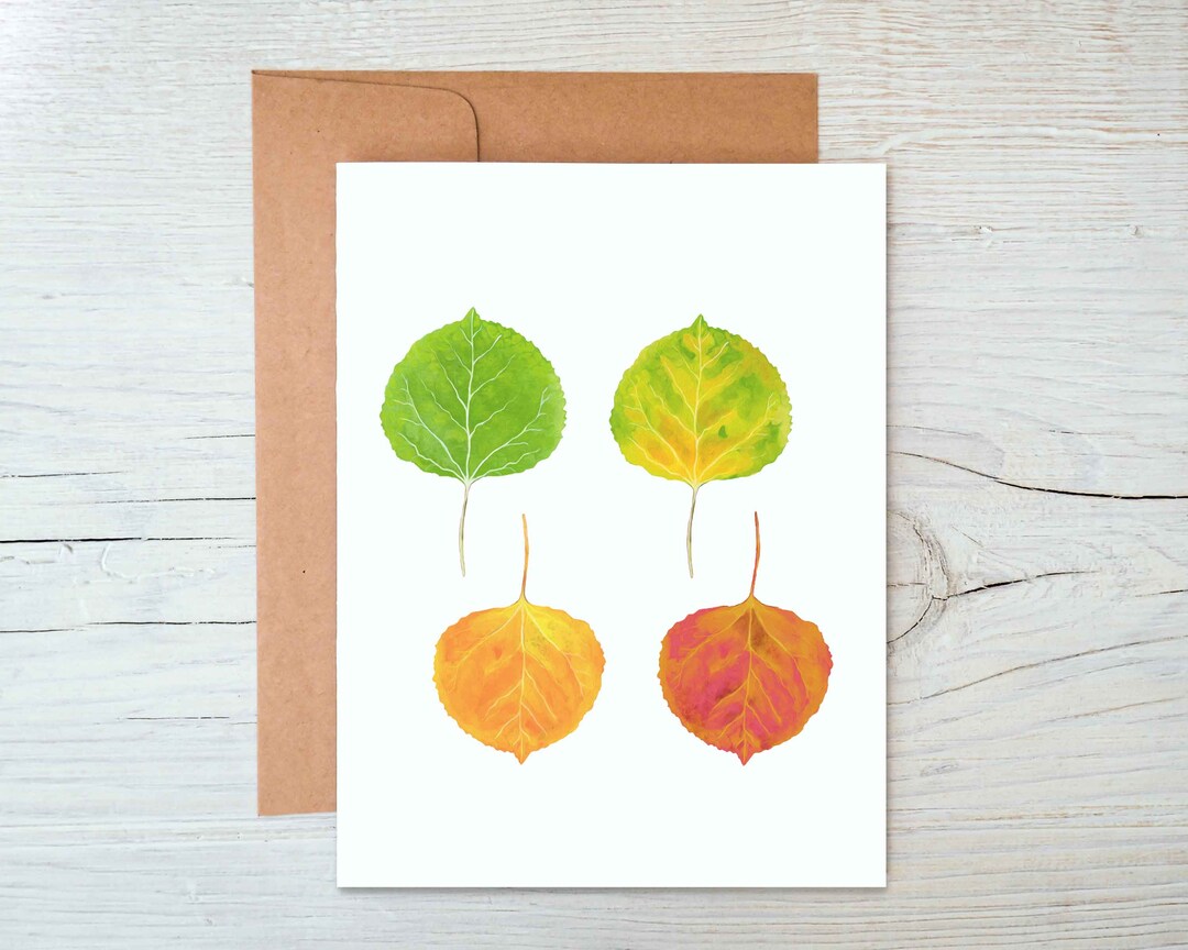 Aspen Leaf Greeting Card, Blank Botanical Card, Tree Note Cards, Leaf ...