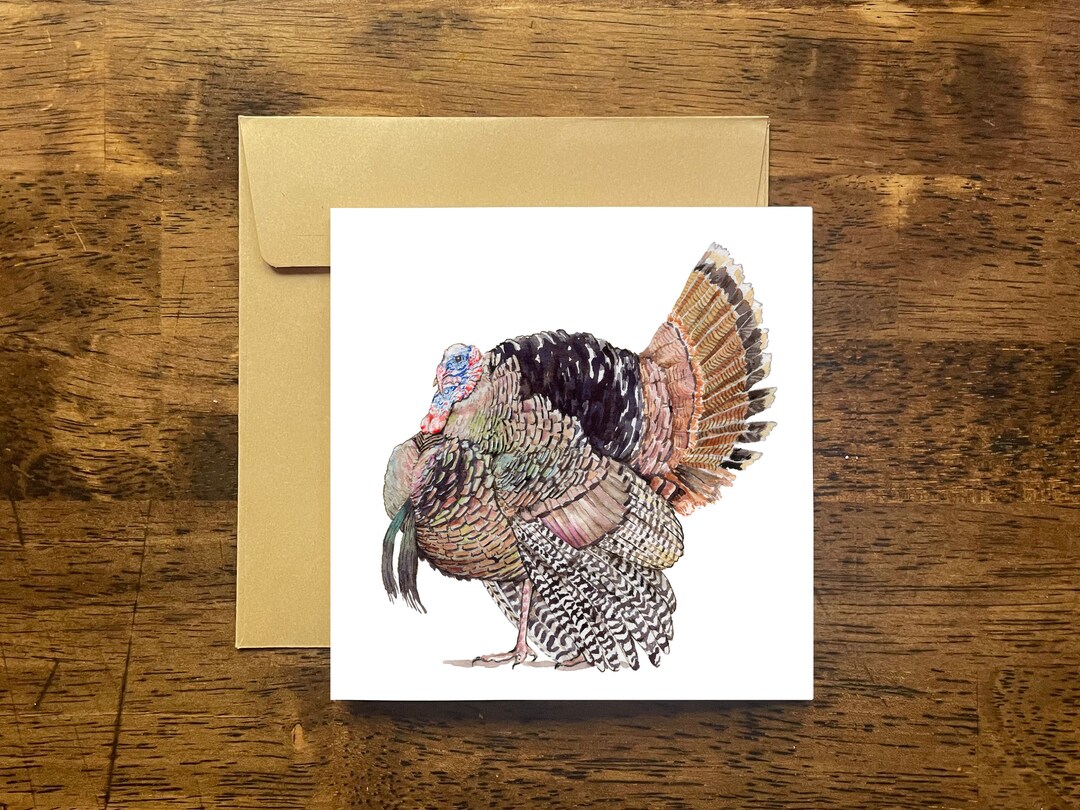 Wild Turkey Greeting Card, Wild Turkey Notecard, Autumn Greeting Card ...
