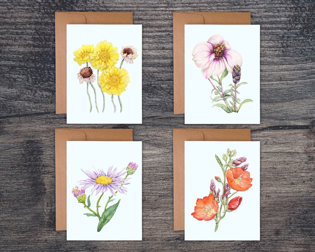 Wildflower Notecard Set, Floral Notecard Set, Wildflower Greeting Cards ...