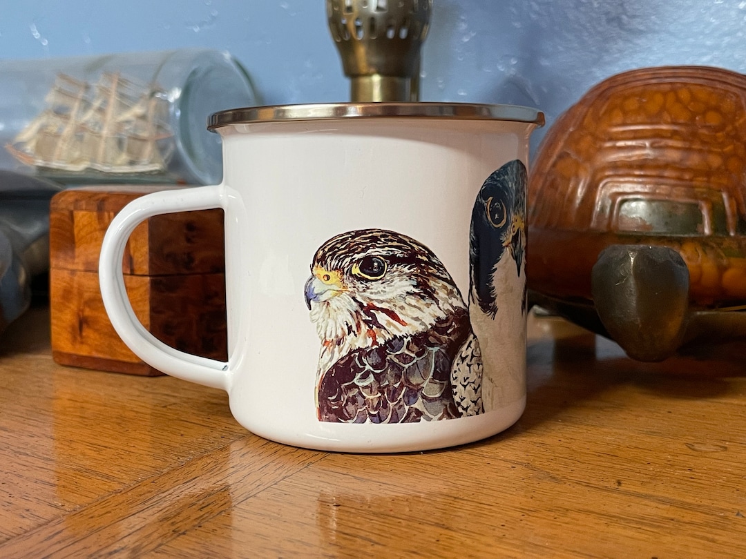 Falcon Camping Mug, American Kestrel Mug, Peregrine Falcon Mug, Birder ...