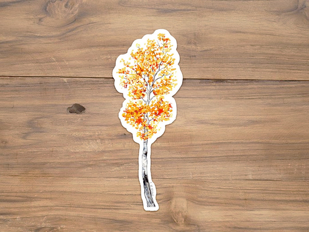 Fall Aspen Tree Sticker: Handmade Watercolor Illustration - Etsy