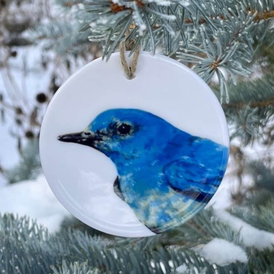 Mountain Bluebird Ornament, Blue Bird Ornament, Wildlife Ornament, Bird ...