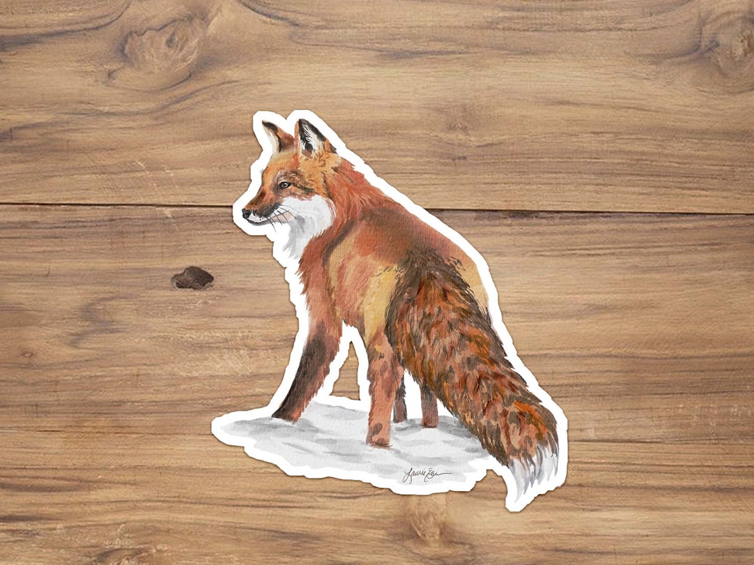 Red Fox Sticker, Fox in Snow Sticker, Wildlife Sticker, Laptop Fox ...