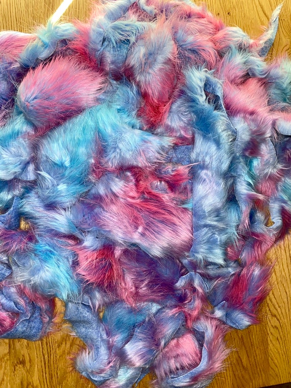 Fur Fabric Scraps craft Project faux Fur Rainbow Galaxy - Etsy