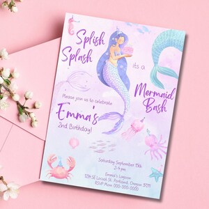 Splish Splash Mermaid Bash, Instant Download, Magical Mermaid Birthday ...