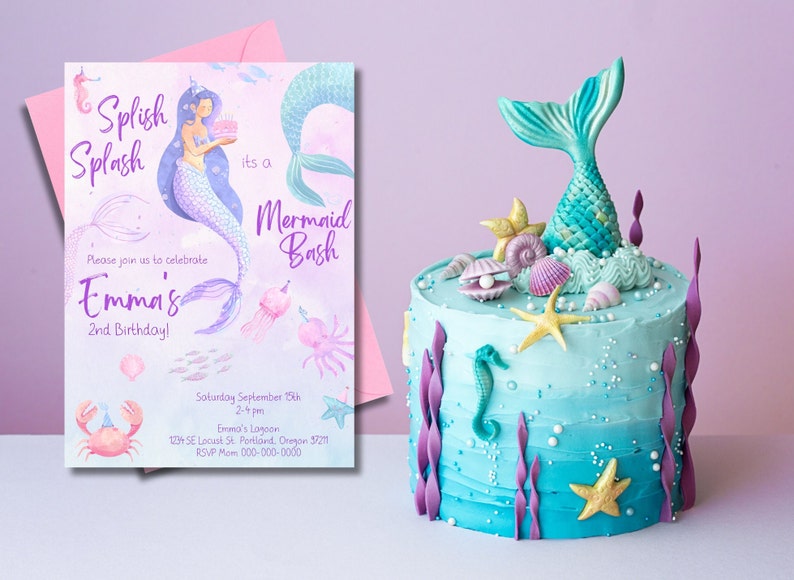 Splish Splash Mermaid Bash, Instant Download, Magical Mermaid Birthday ...