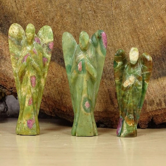 Hand Carved Pocket Crystal Guardian Ruby Fuschite Angel - Etsy