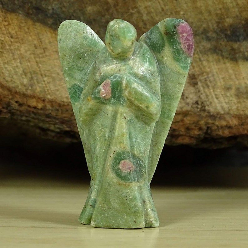 Hand Carved Pocket Crystal Guardian Ruby Fuschite Angel - Etsy