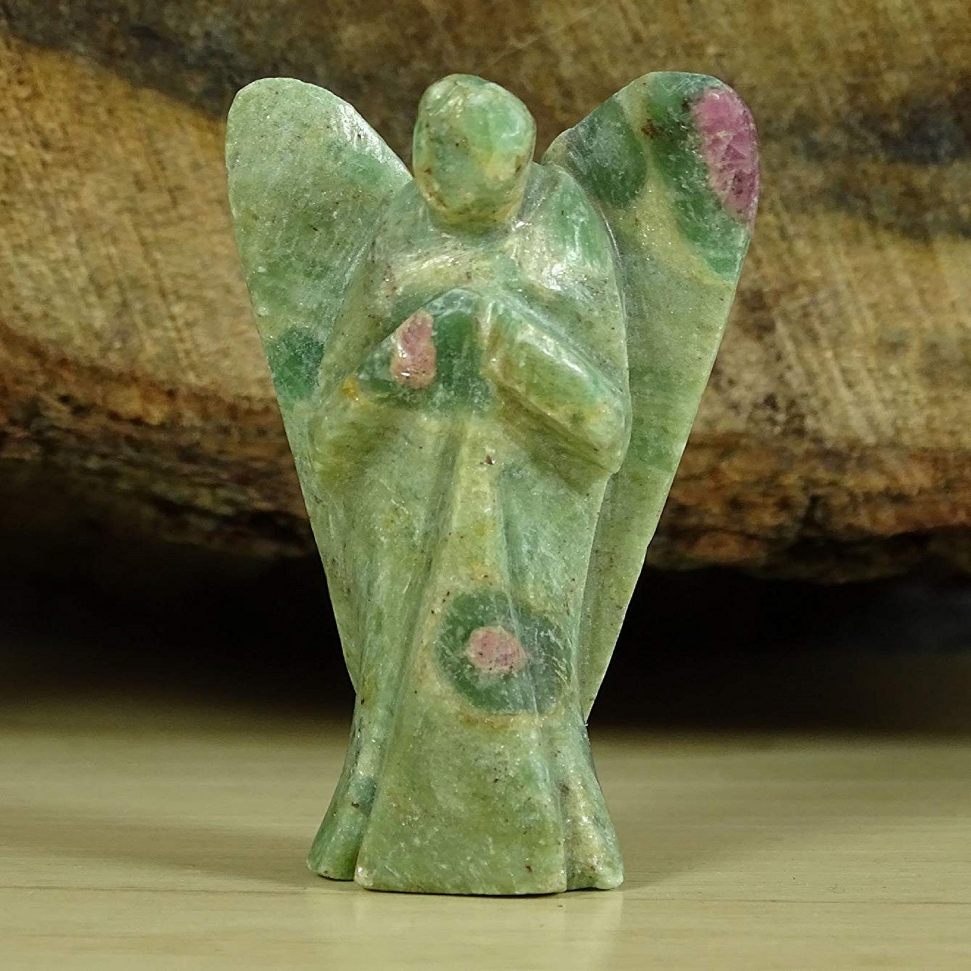 Hand Carved Pocket Crystal Guardian Ruby Fuschite Angel - Etsy