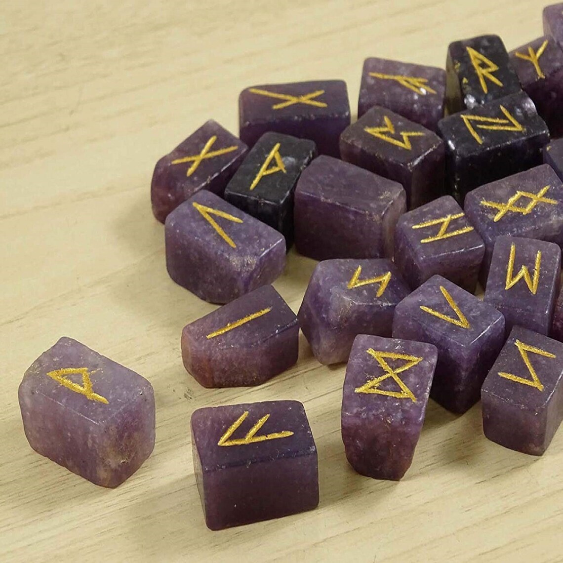 Reiki Lolite Stone Tumbled with Rune Stone Alphabet Symbol | Etsy