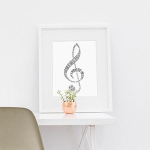 Music Teacher Gift: Treble Clef Art Print | Classical Music Word Art ...