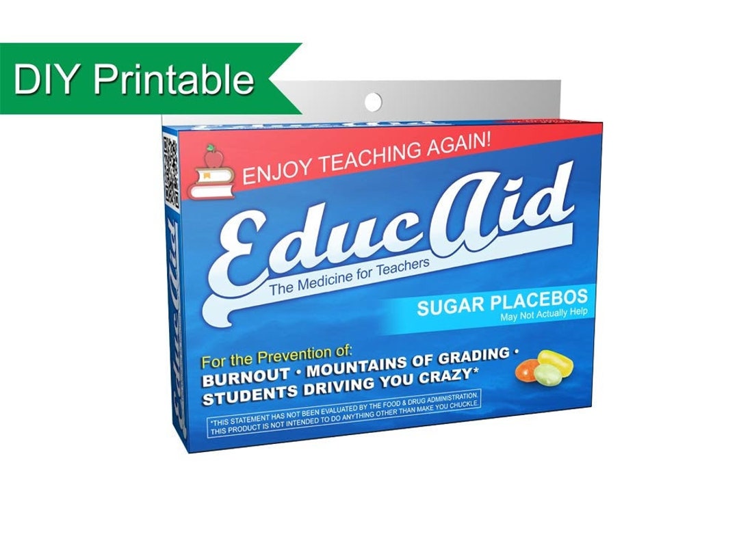 Teacher Appreciation Gift: Educaid Candy Box, DIY Printable, Funny ...