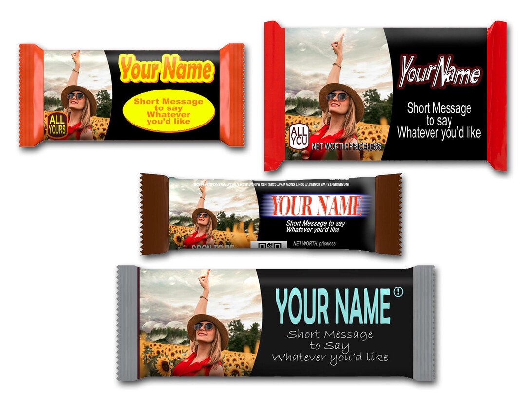 Personalized Candy Bar Wrapper Set - Four Styles of Wrappers for Four ...