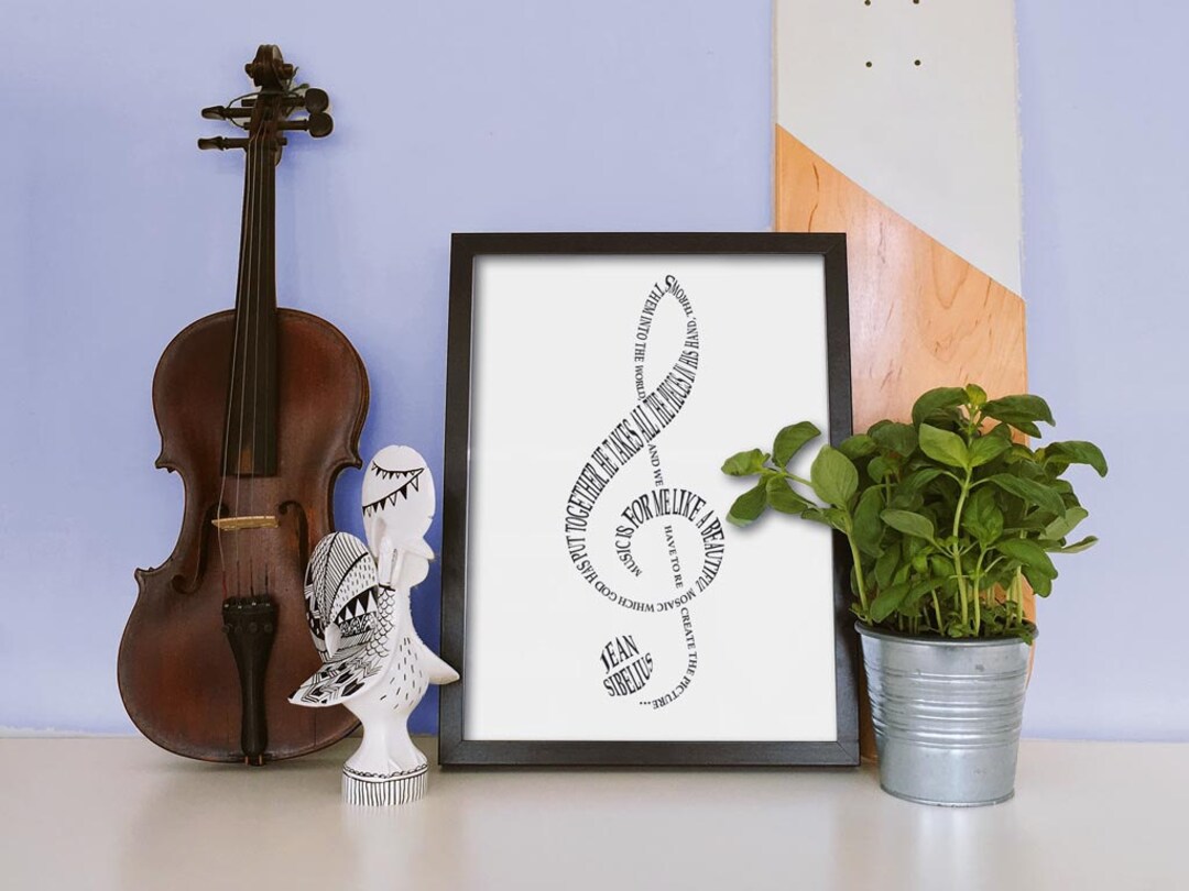 Music Teacher Gift: Treble Clef Art Print | Classical Music Word Art ...