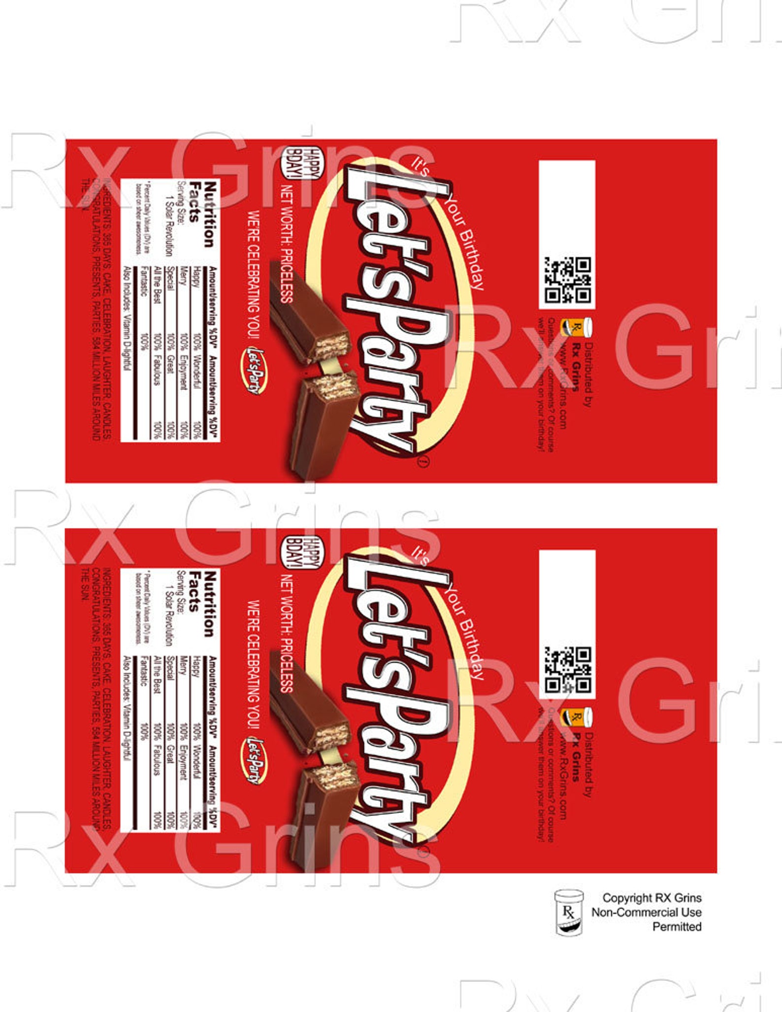 Birthday Candy Bar Wrapper for Kit Kat Bars: Let's Party | Etsy