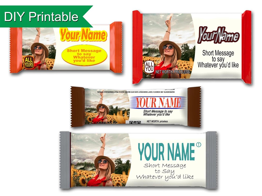 Candy Bar Wrapper Set With Personalized Photos for Download & Print ...