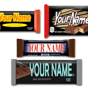Personalized Candy Bar Wrapper Set - Four Styles of Wrappers for Four ...