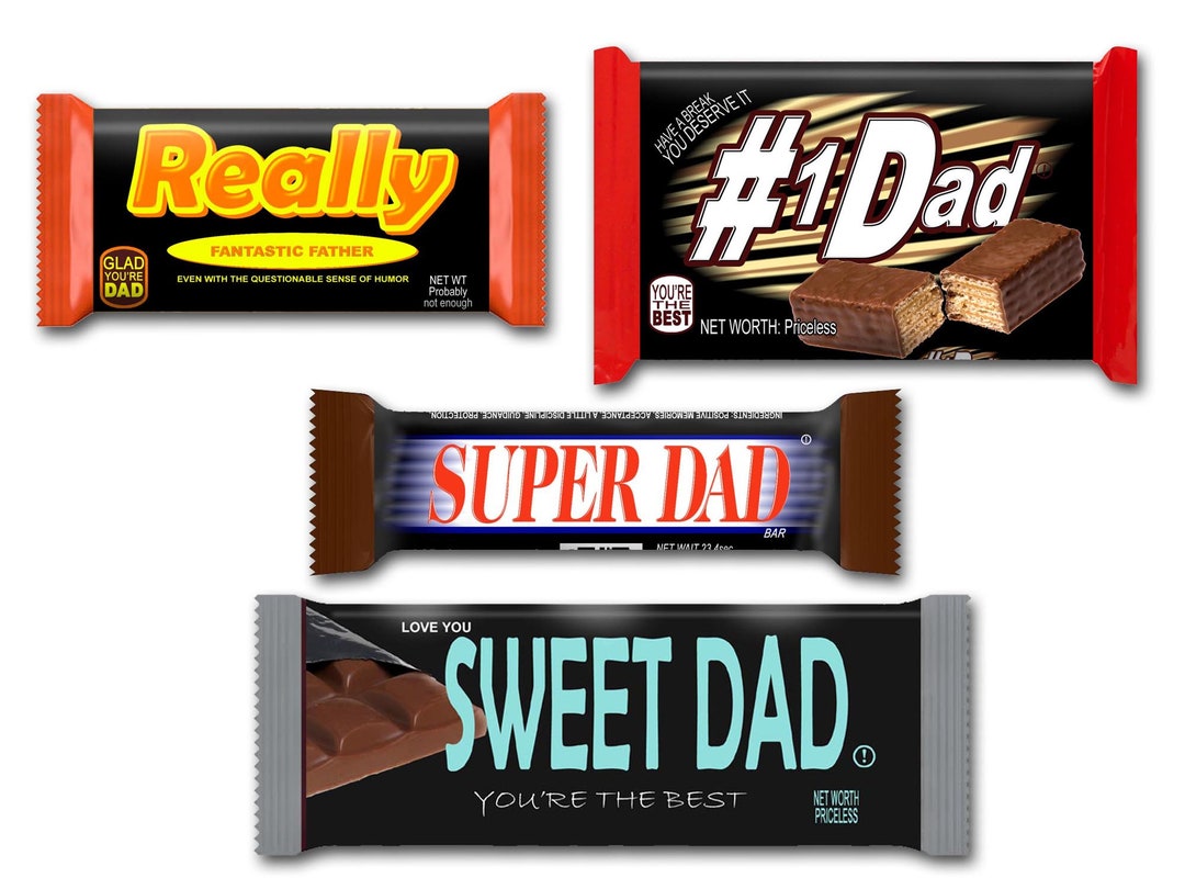 Dad Gift Candy Bar Wrapper Set - Four Styles of Dad-themed Candy ...