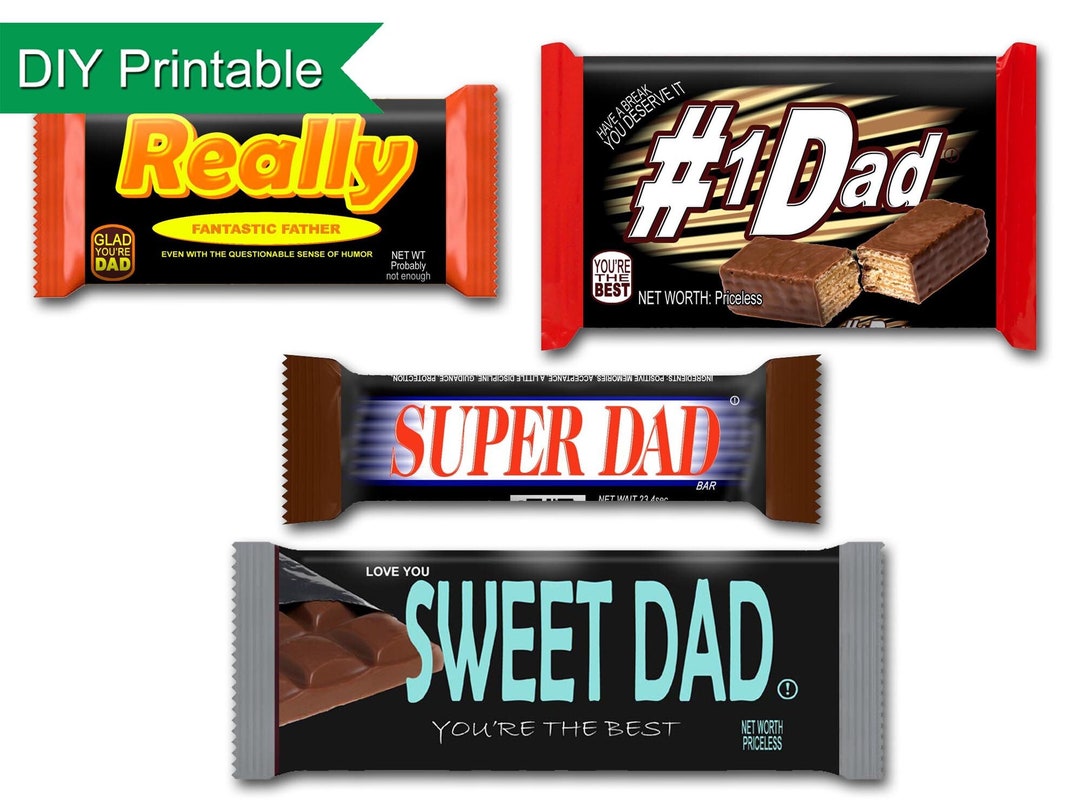 Dad Gift Candy Bar Wrapper Set for Download & Print - Four Styles of ...