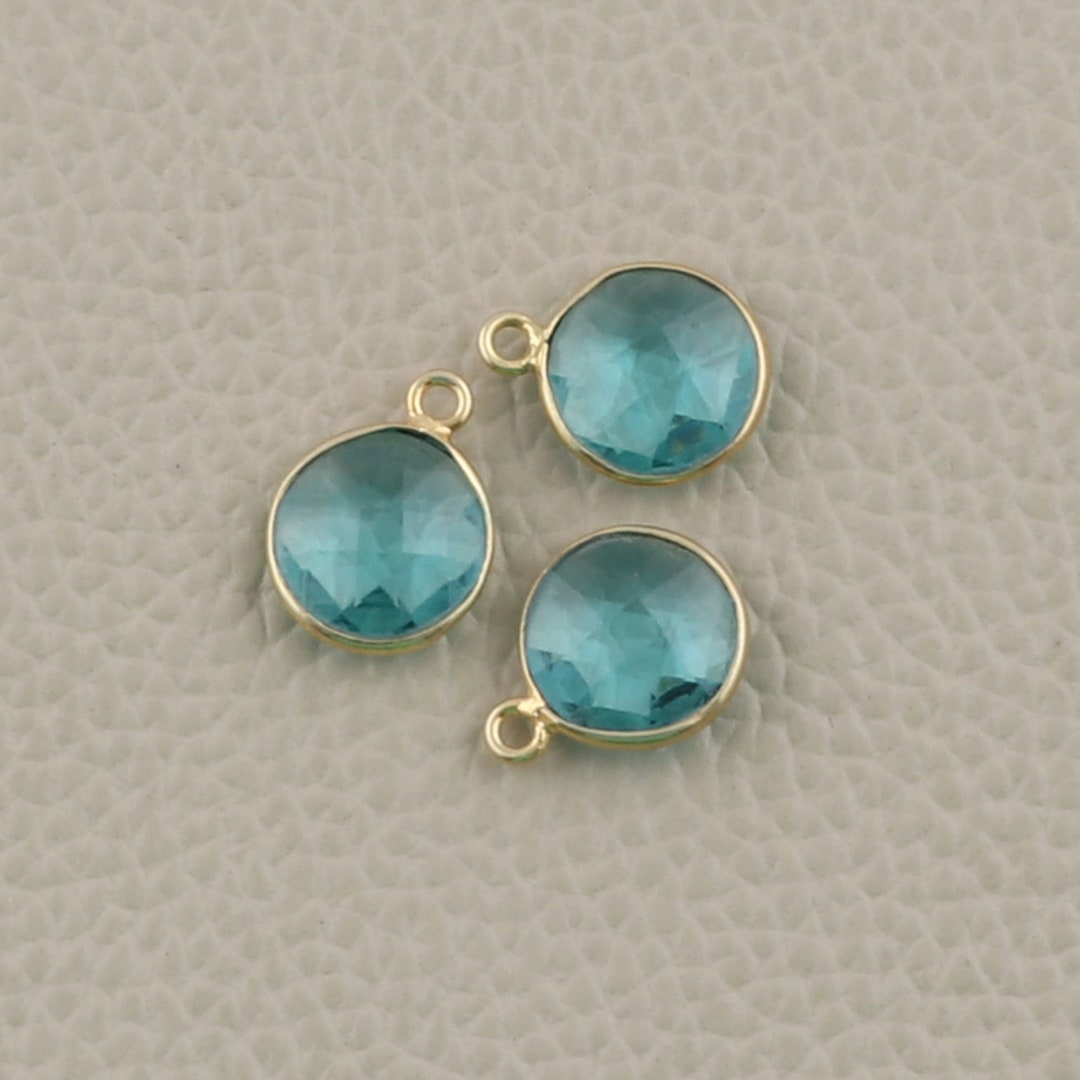 Round Shape Bezel Connector - Blue Topaz Gemstone Connectors - Single ...