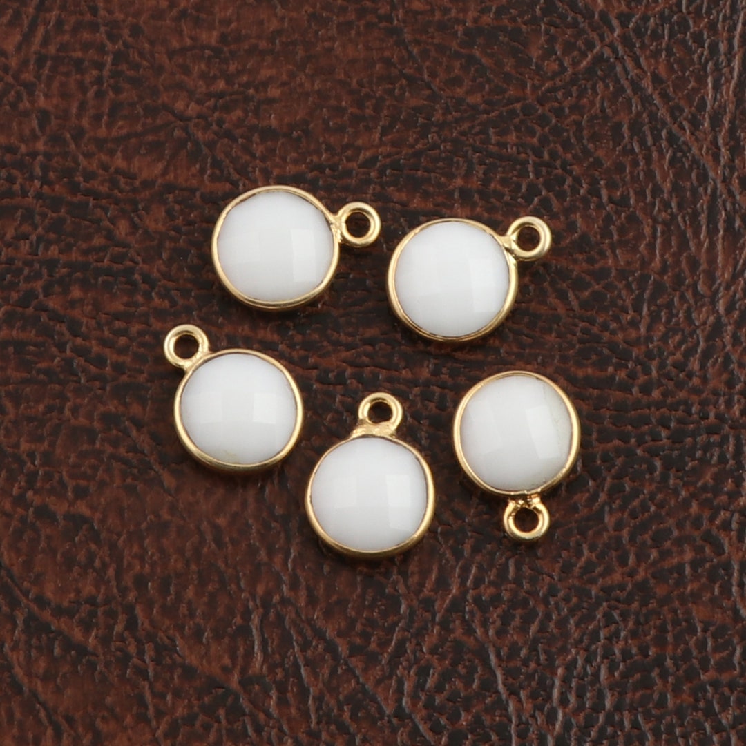 Handmade DIY Connector Findings White Agate Gemstone Bezel Connectors ...