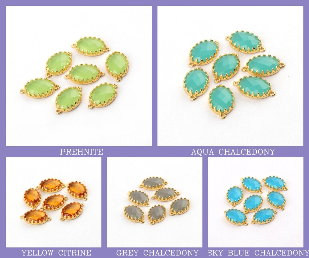 Oval Shape Gold Prehnite Prong Connector Faceted Gemstone - Etsy