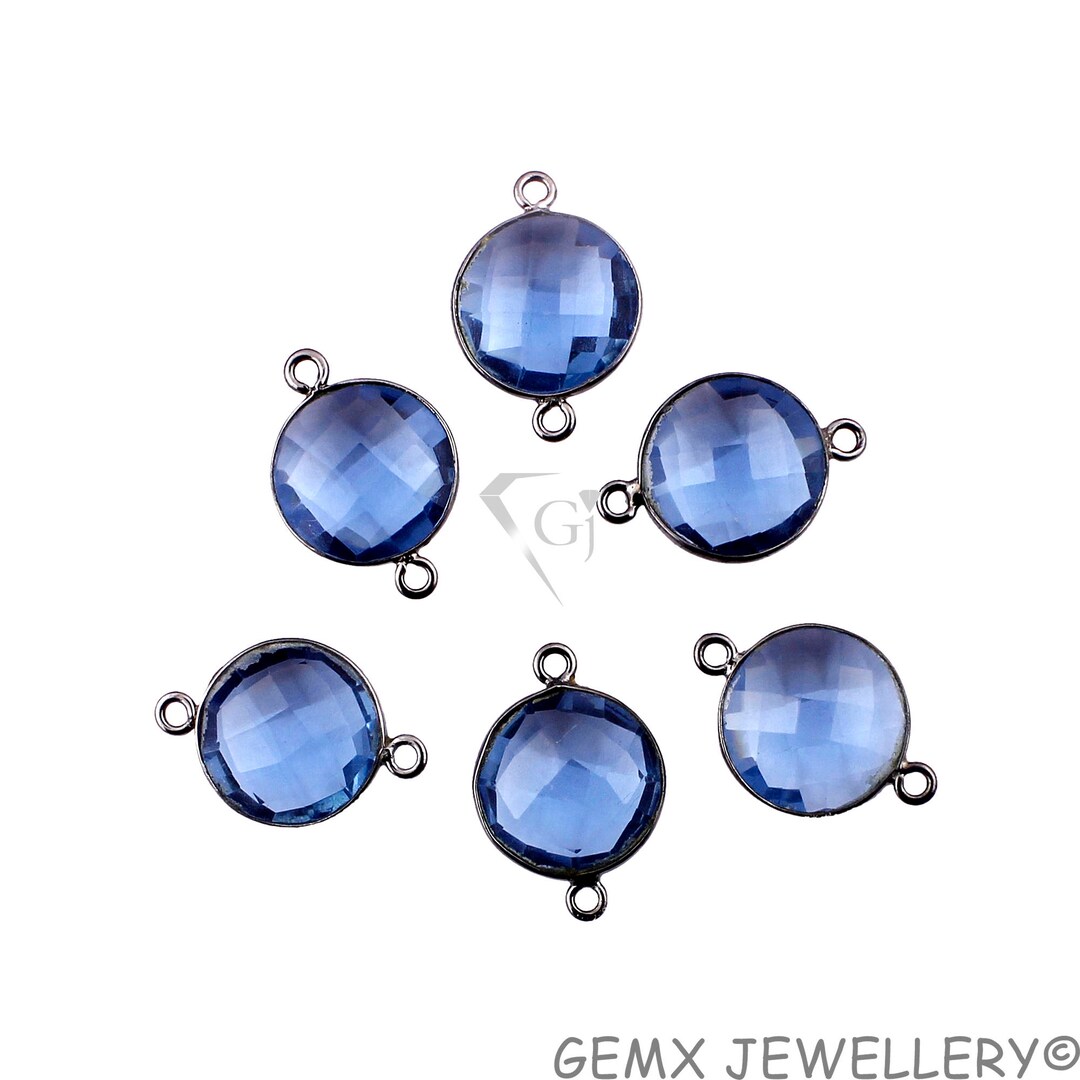 London Blue Topaz Hydro Bezel Connectors 14 Mm Round Shape - Etsy