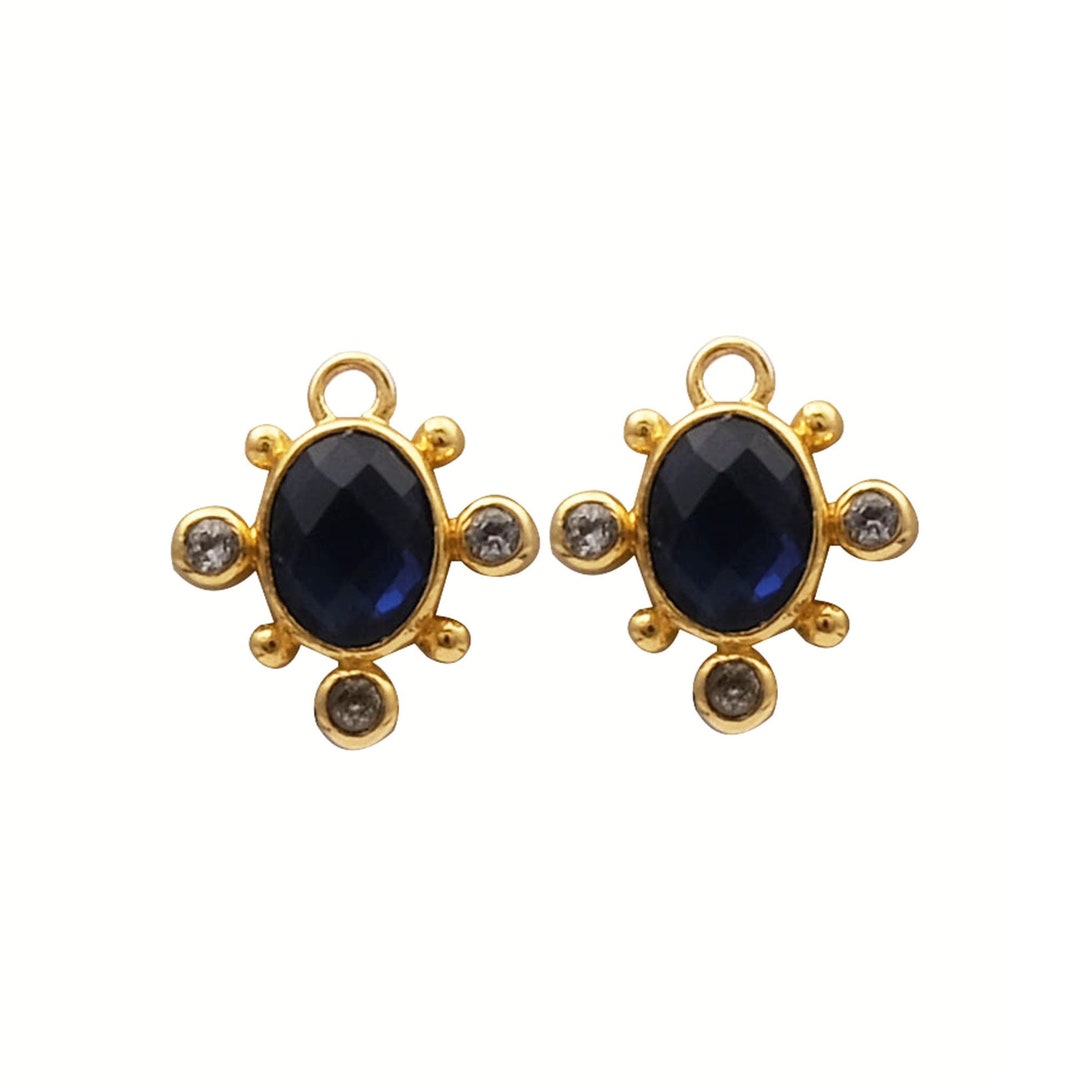 Oval Shape Gold Iolite Quartz Connector Pair, Faceted Gemstone Charm ...