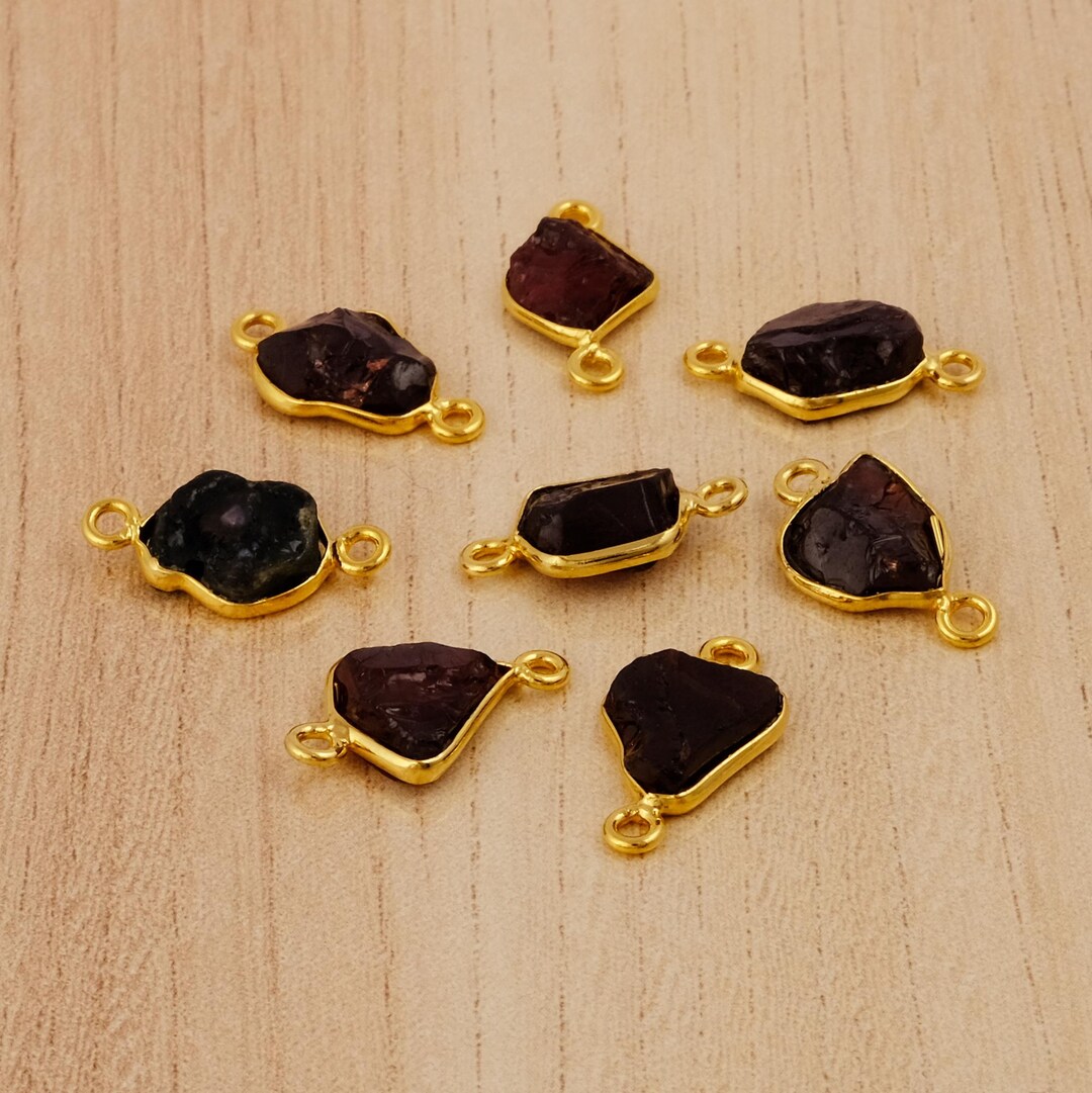 Handcrafted Raw Birthstone Slice Charms, Electroplated DIY Connectors ...