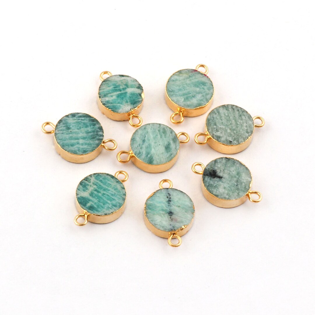 Circle Design Connector Makings Natural Amazonite Gemstone Gold ...