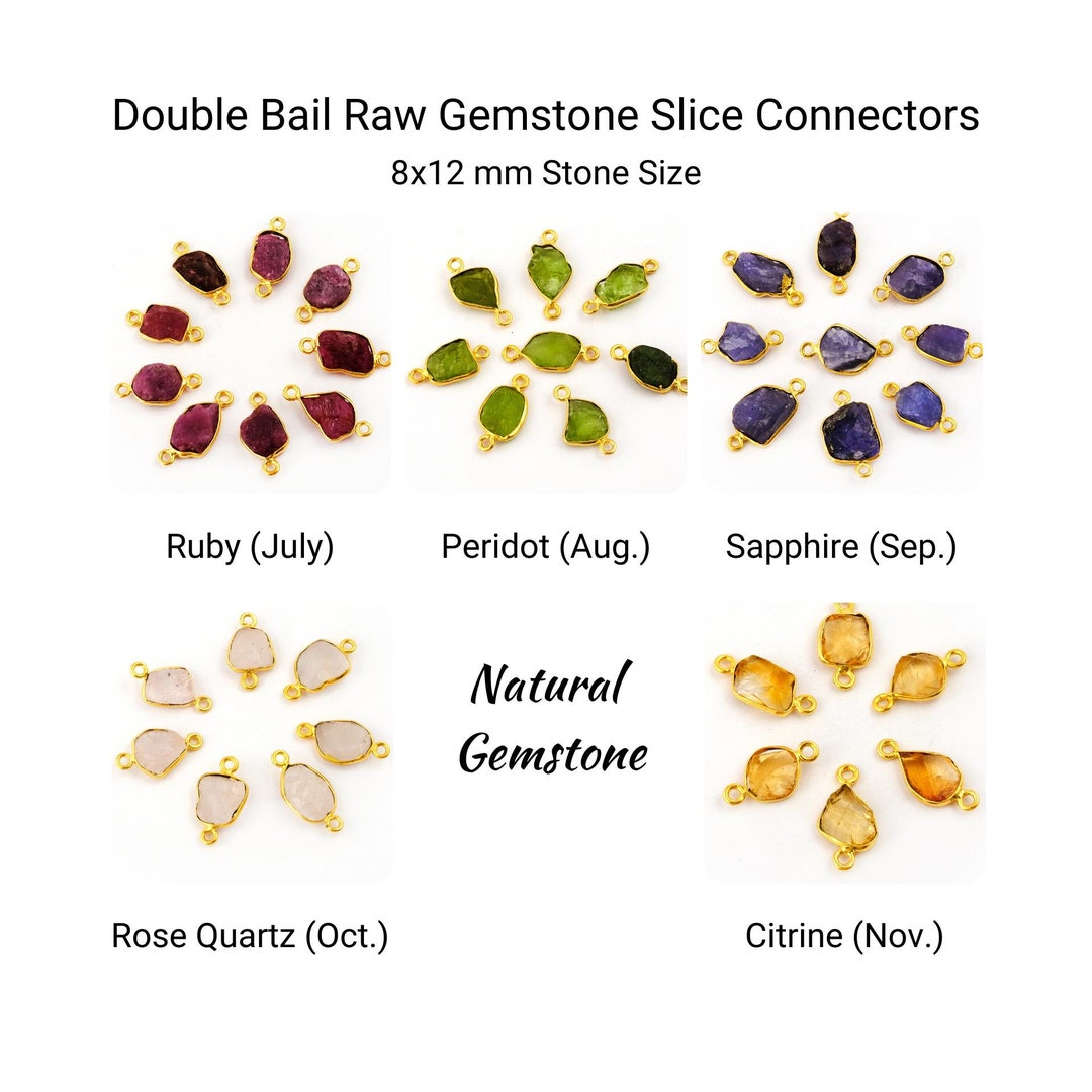 Natural Raw Rough Slice Connectors, Electroplated Double Bail Charms ...