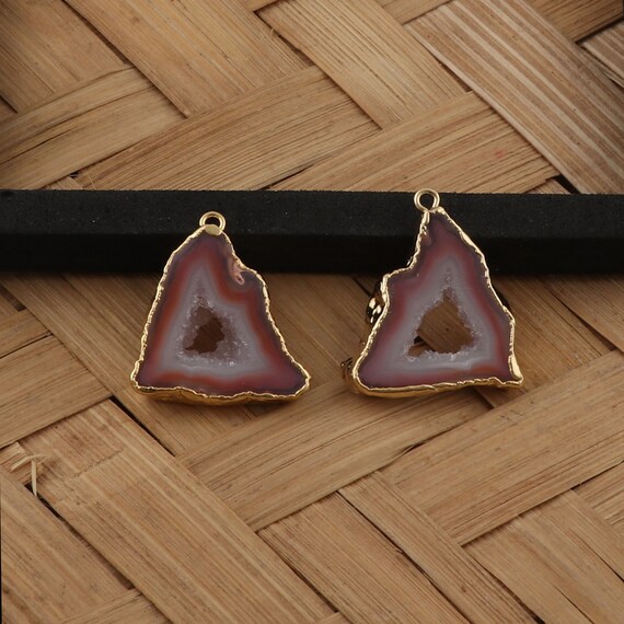 GJ-1681 White Agate Druzy Connector Wholesale Price Electroplated DIY Earrings Connectors ...