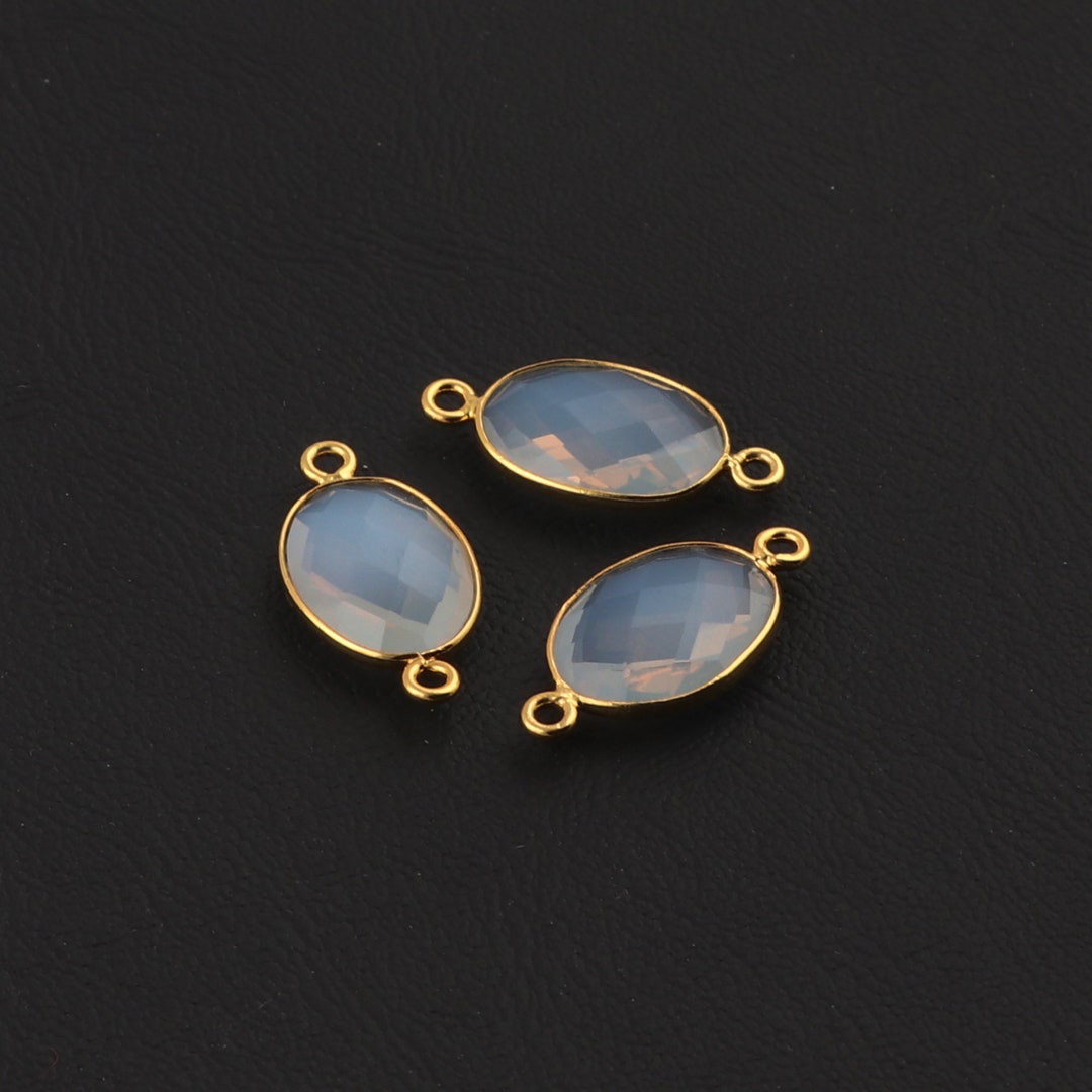 Oval Design Bezel Connector White Opalite Connector Findings Gold ...