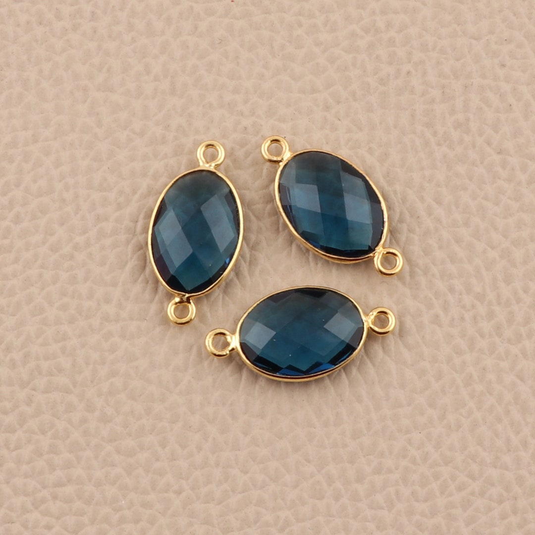 London Blue Topaz Connector Gemstone Bezel Connectors Bracelets Gold ...