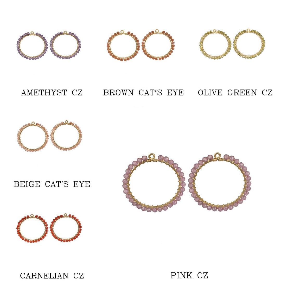 Hydro Pink Cz Connector Pair, Round Shape Connector, 3 Mm Gold Plated ...