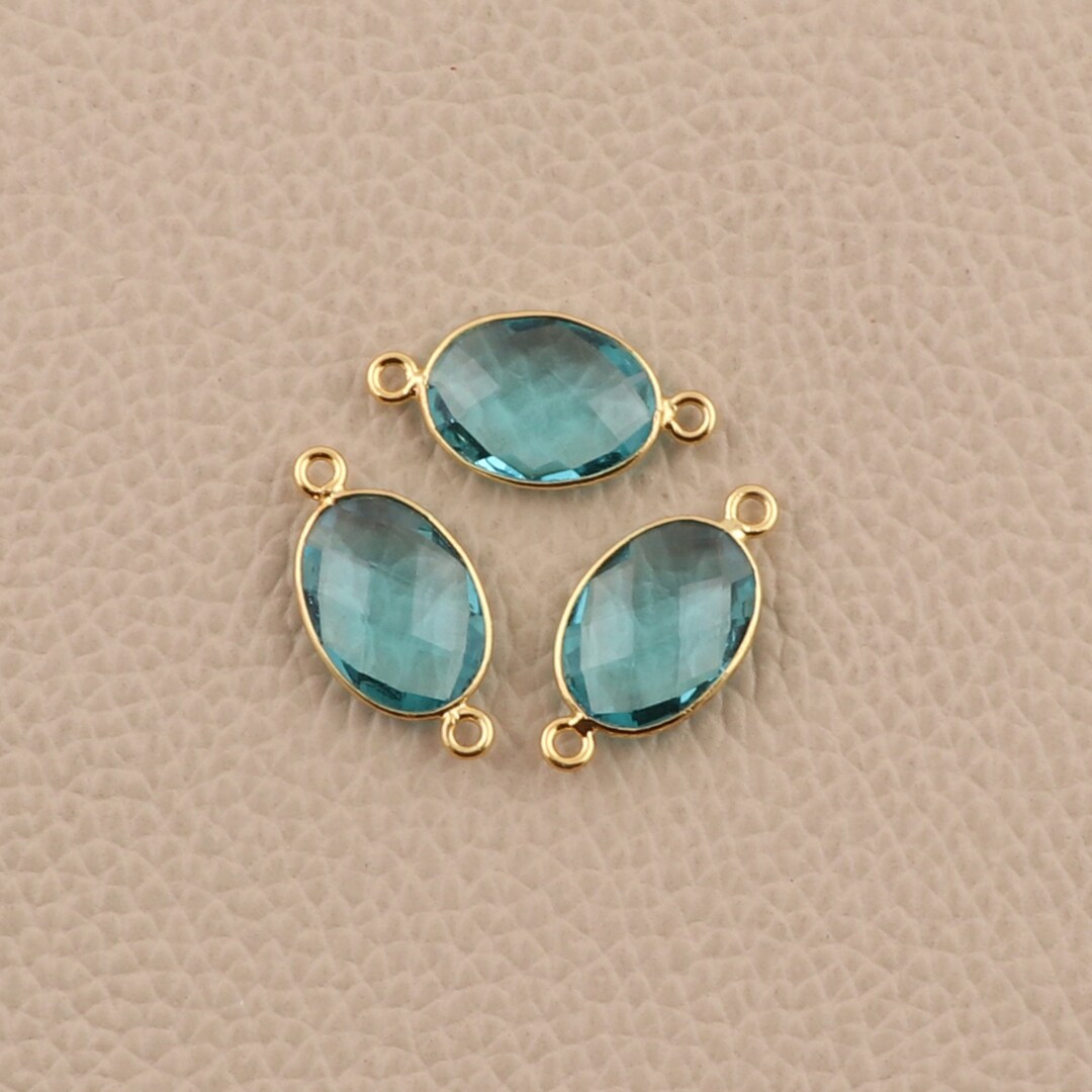 Gold Plated Connector - Blue Topaz Gemstone Link Connectors - Bezel ...