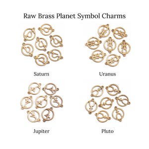Raw Brass Planetary Symbol Charms, Planet Glyphs Alchemical Symbols ...