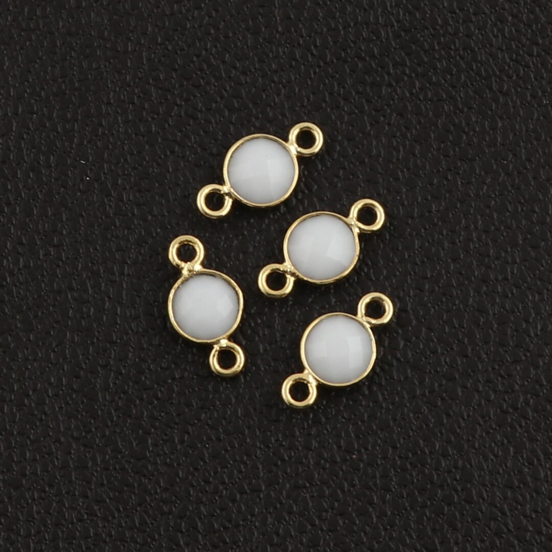 6mm Bezel Link Stone Connector White Agate Bezel Gemstone Connector ...