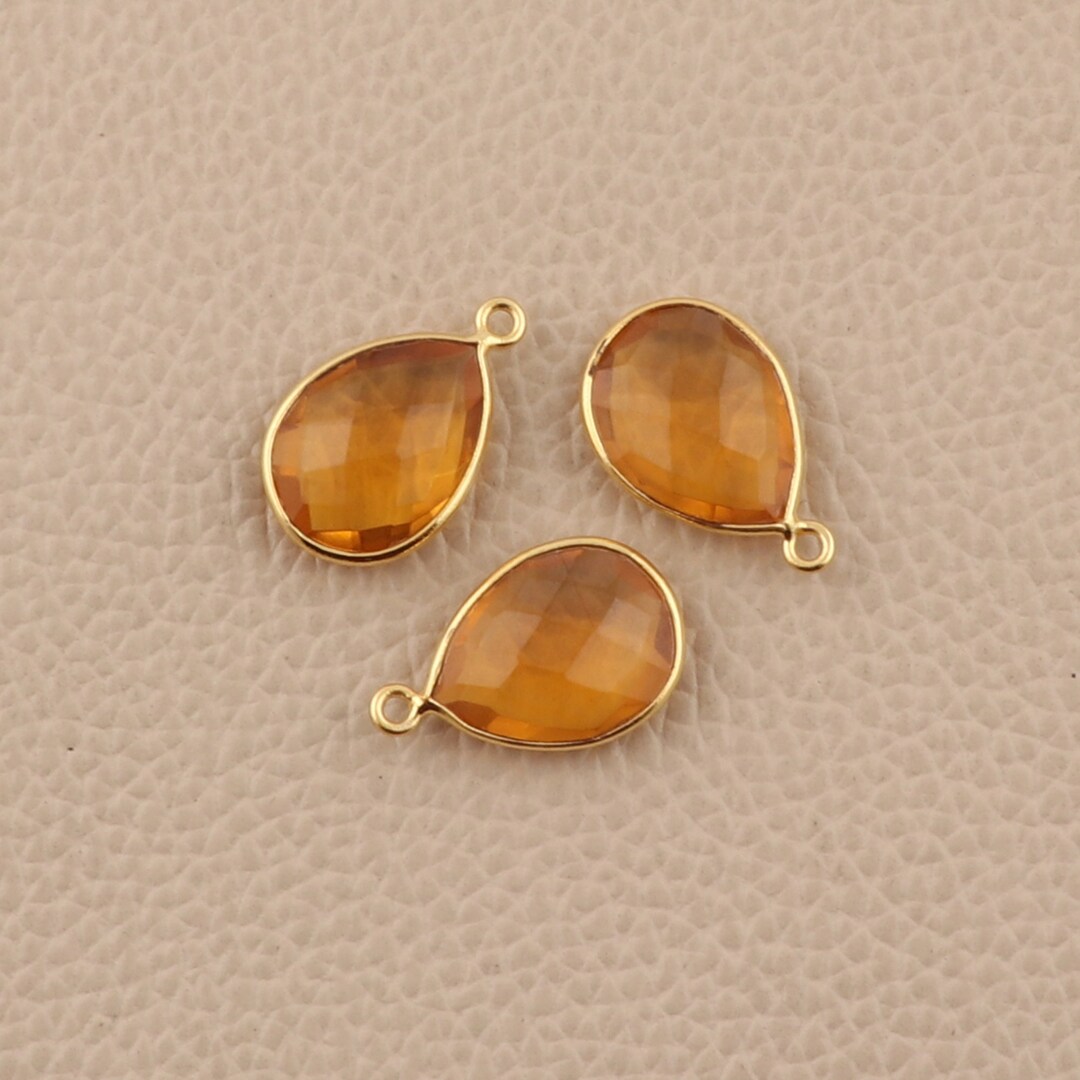 Single Bail Connect Bezel Connector - Yellow Citrine Connectors ...
