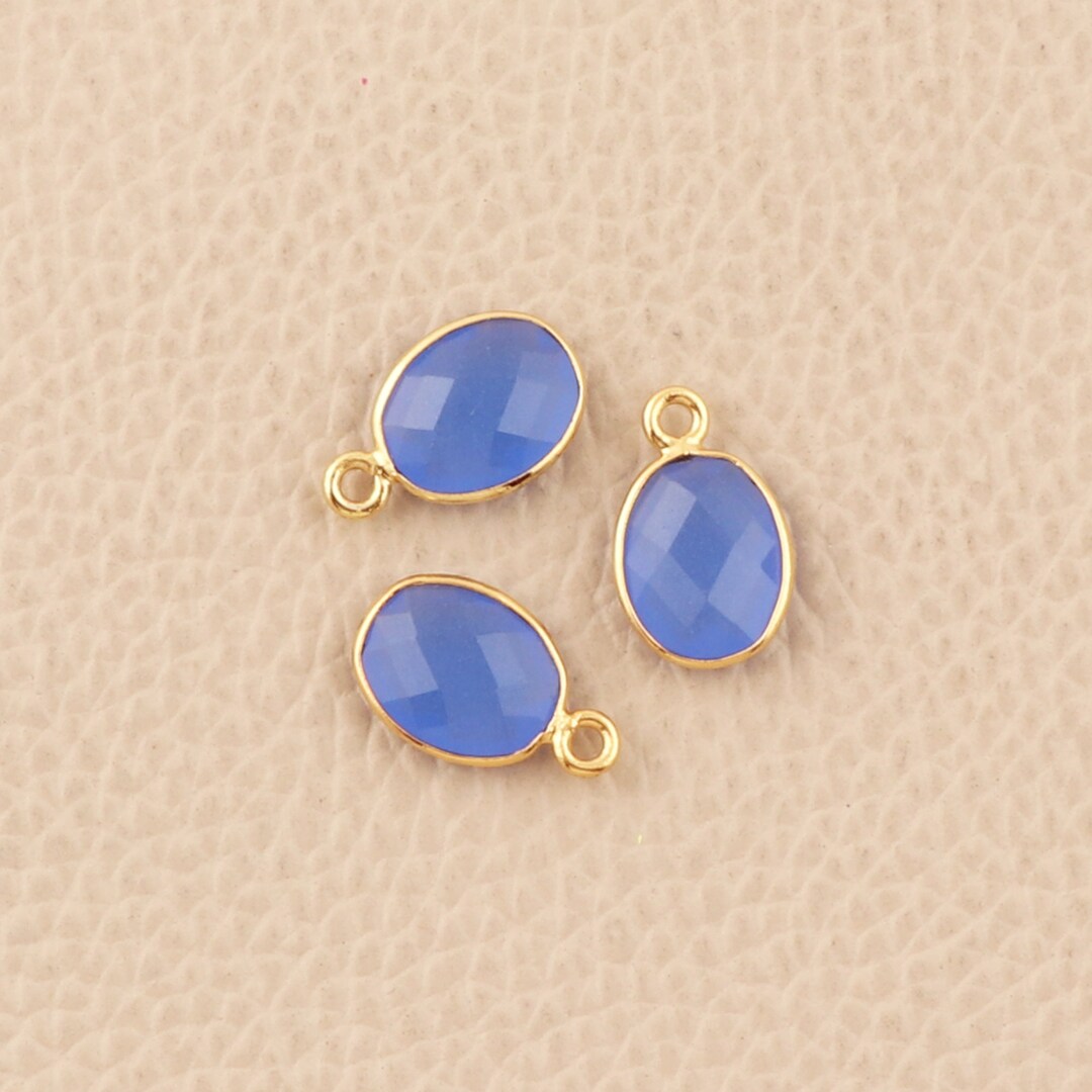 Single Bail Connect Bezel Connector - Blue Chalcedony Checker Cut ...