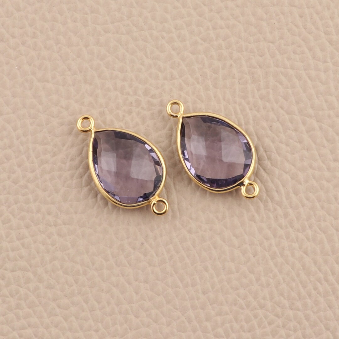 Purple Amethyst Gemstone Bezel Connector 18k Gold Plated Bezel Link ...