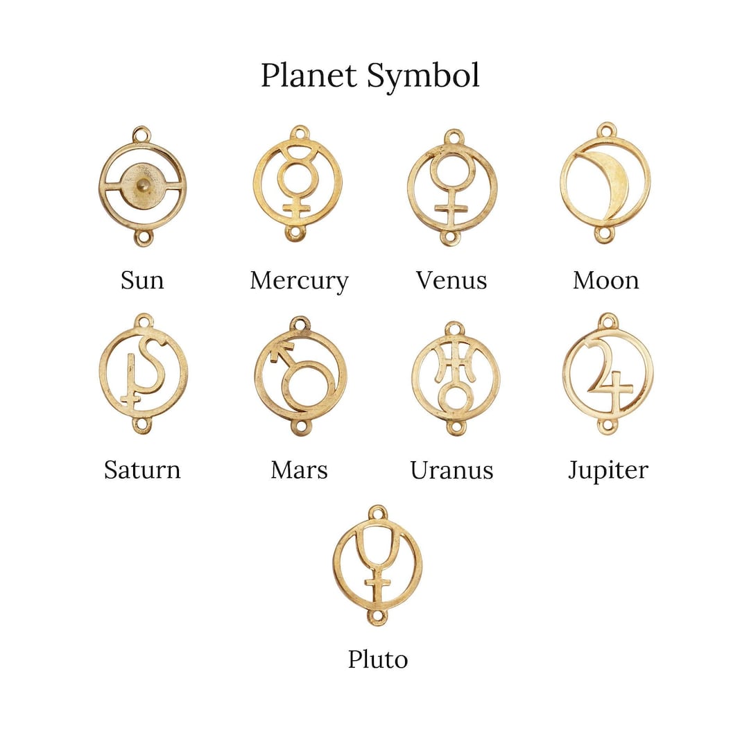 Symbols Planetary Planet Glyphs Alchemical Symbols Charms, Raw Brass ...