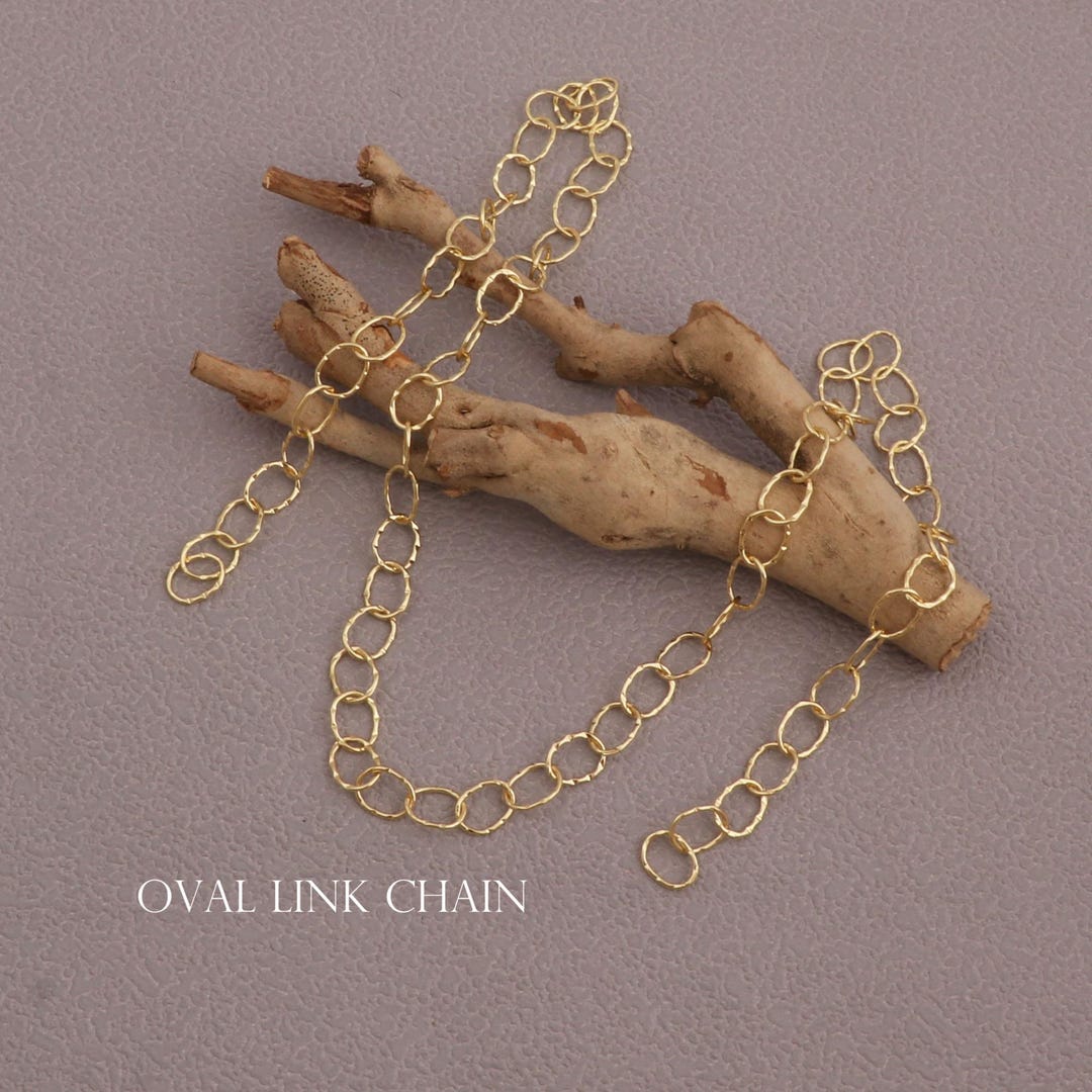 Gold Textured Bead Chain With Paperclip Links, Statement Necklace Chain ...