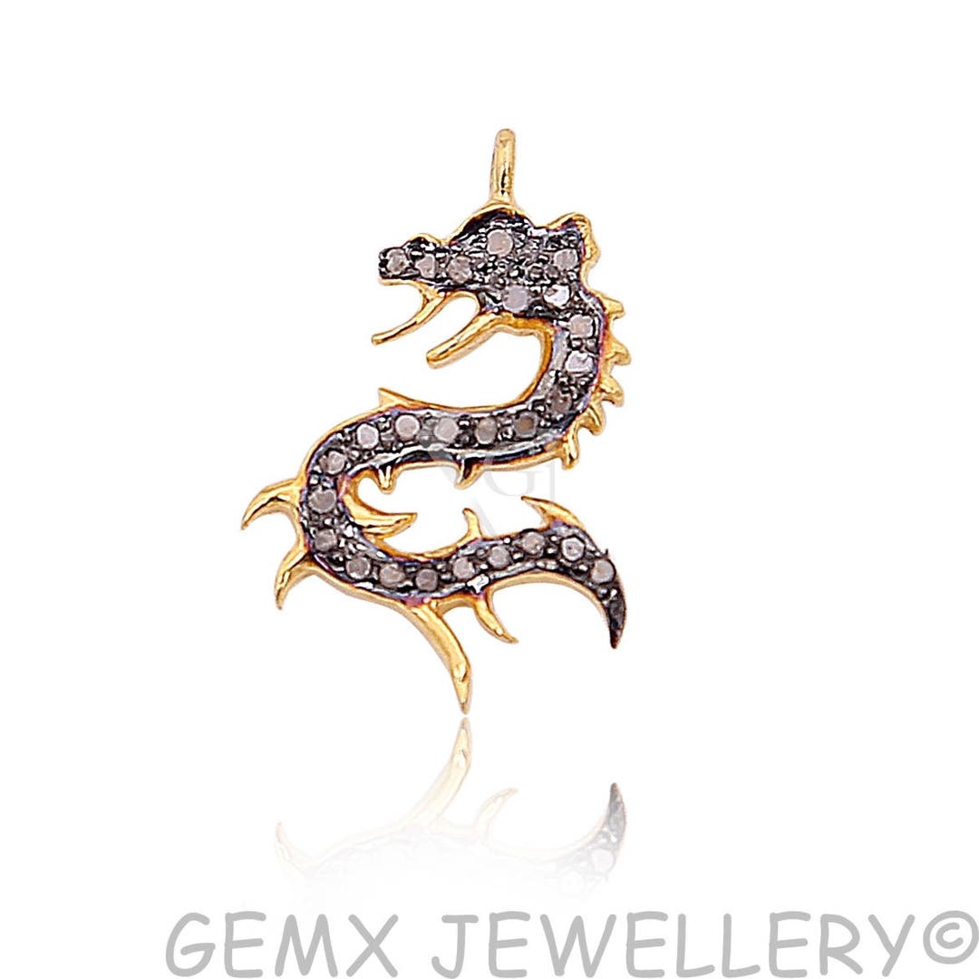 Pave Diamond Pendant Pave Diamond Dragon Pendant Pave - Etsy