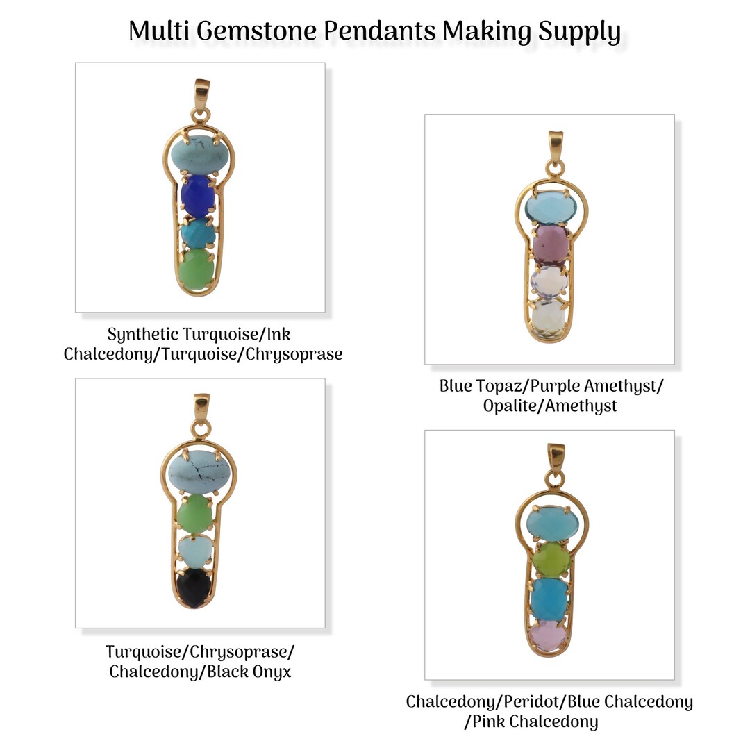 Key Design Gemstone Pendants Making, Gold Plated Bail Connect Charms ...