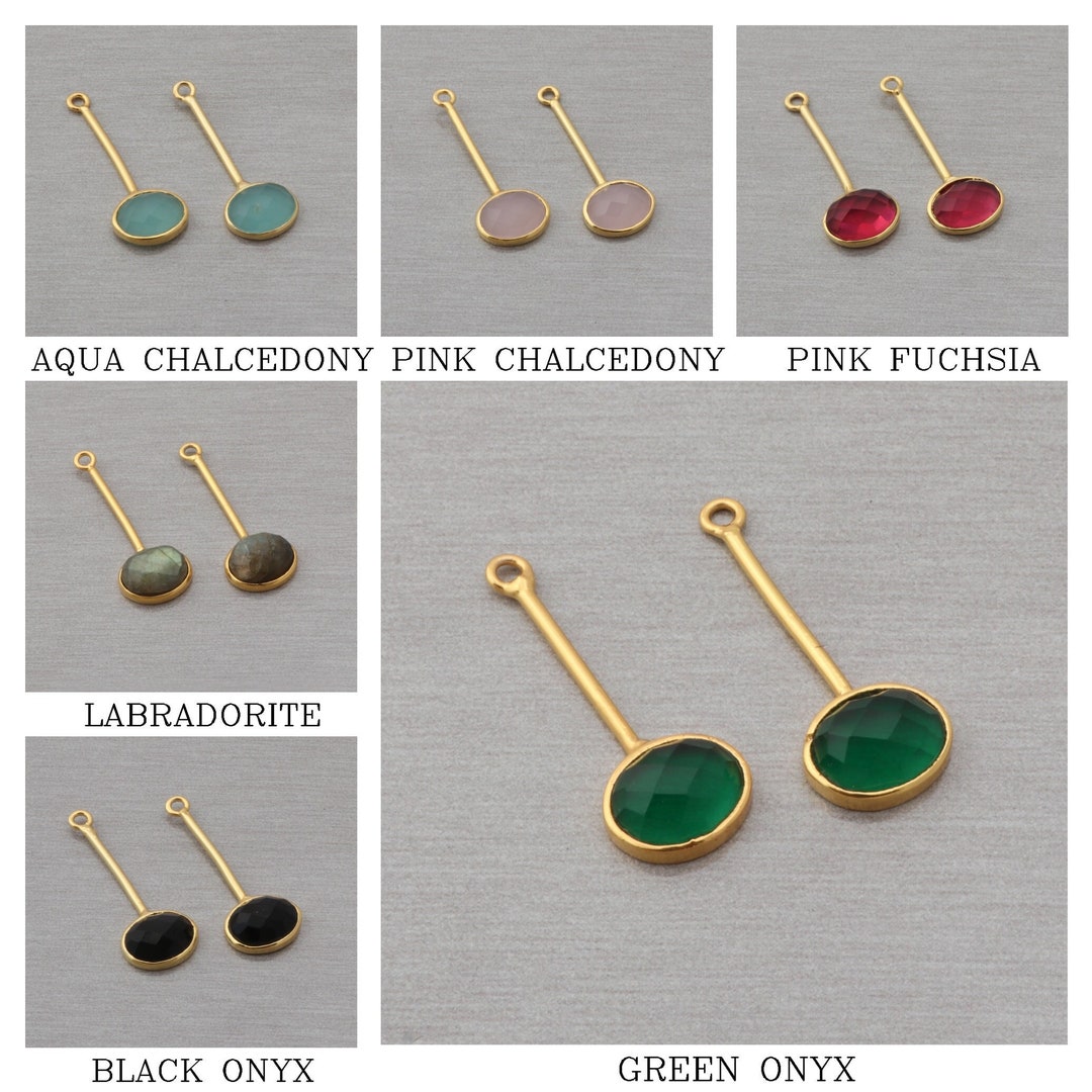 Hydro Green Onyx Connector Pair, Oval Shape Connector, 8X10 Mm Gold ...