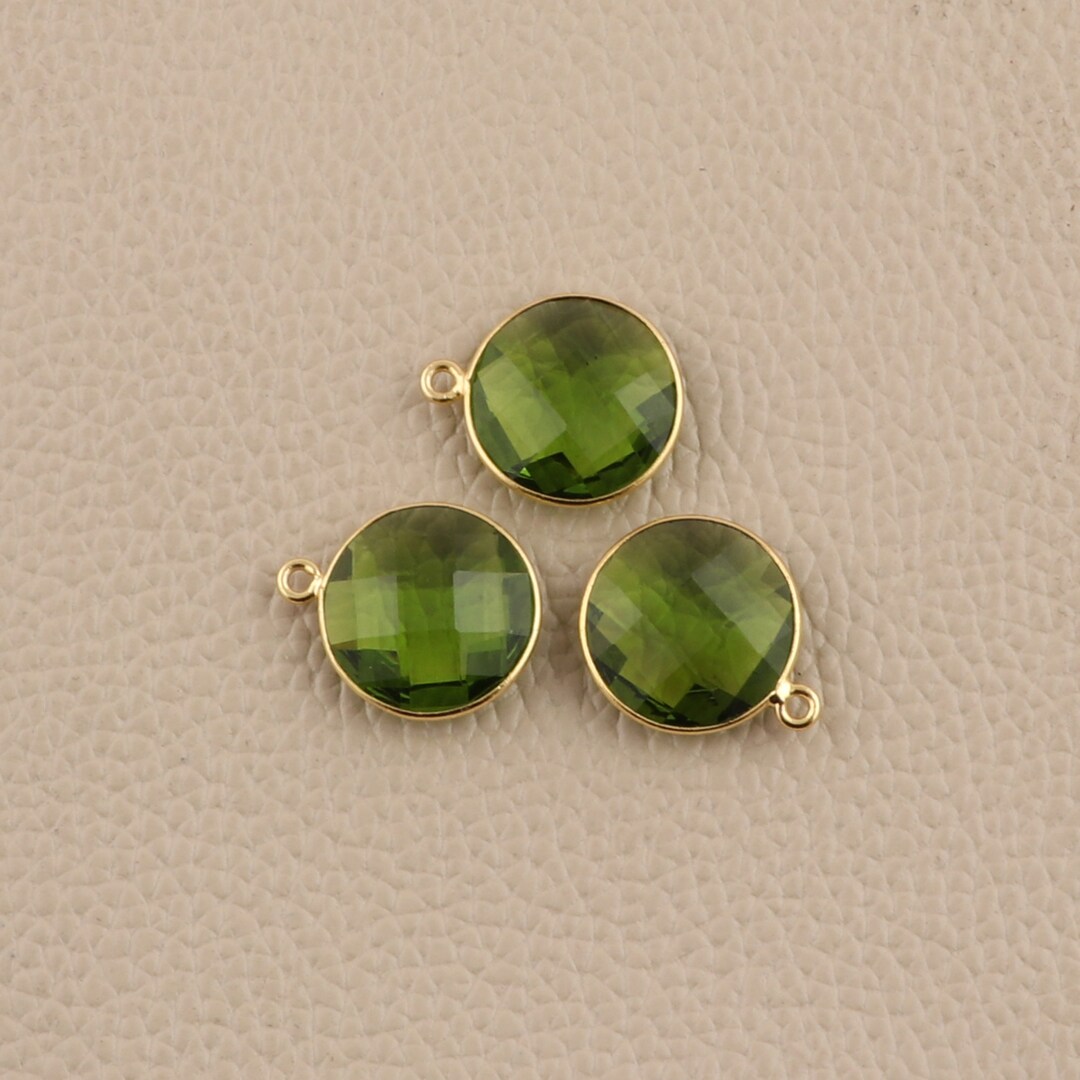 Gold Polish Bezel Links Connector Peridot Gemstone Bezel Connectors ...