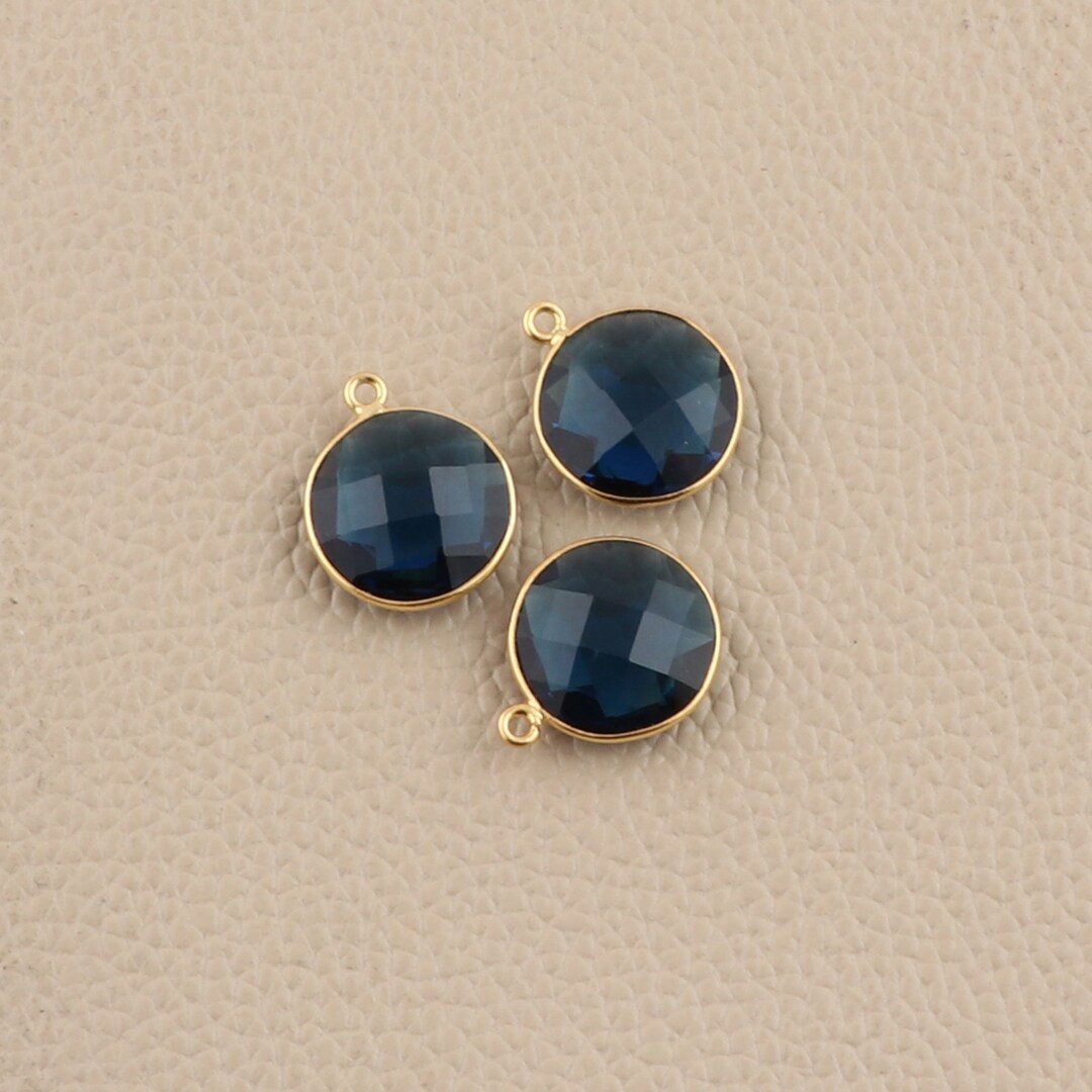 London Blue Topaz Gemstone Bezel Connector Single Bail Connect Bezels Gold Plated Bezel Links ...
